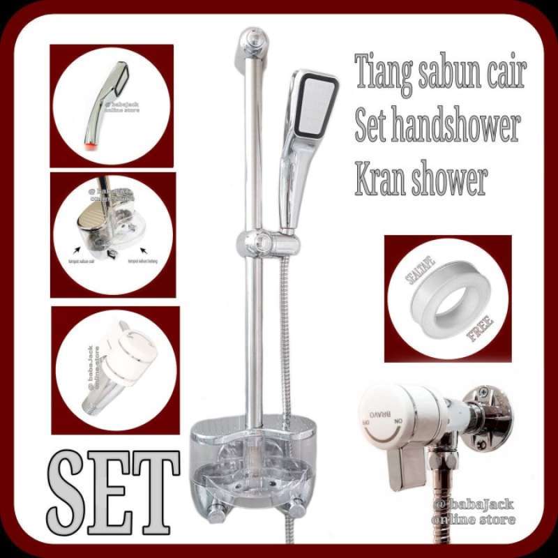 Promo Set Kran Tiang Stenlis Tempat Sabun Slang Handshower Keran Shower ...