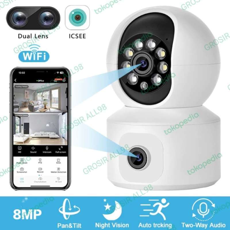 Promo Ip Camera Iscee 8mp Auto Tracking Dual Lens Wireless Camera ...