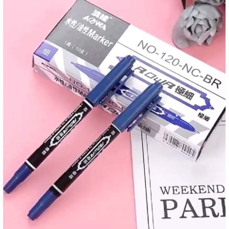 Jual Spidol Permanen Permanent Marker- 2-tip 0.5mm/1.0mm - Biru Di ...