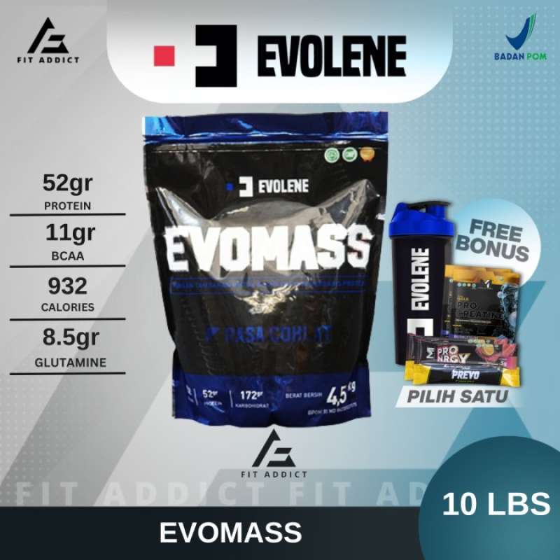 Promo Evolene Evomass Evo Mass Gainer 10lb 10lbs Lbs Lb / 4.5 Kg 4500 ...