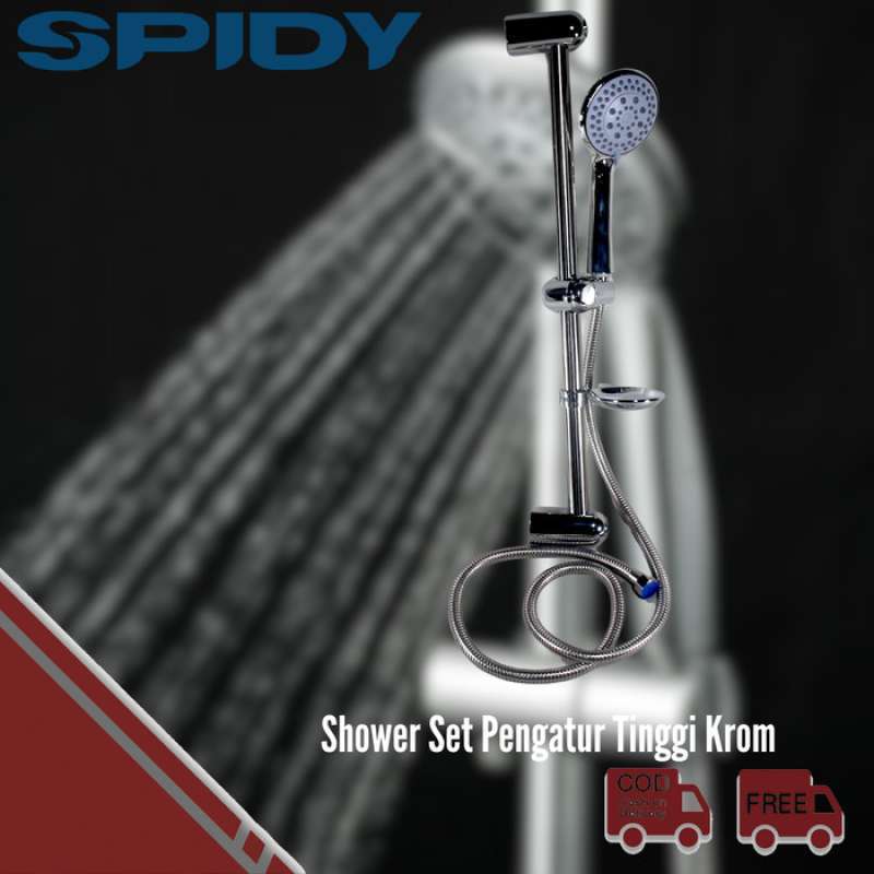 Promo Spidy Shower Set Tiang Pengatur Ketinggian Hitam Chrome Kran ...