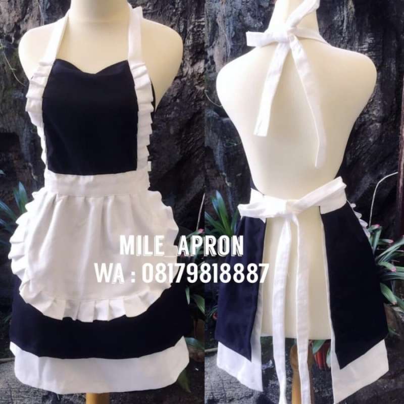 Promo French Maid Apron Hitam Putih / Celemek / Kostum Diskon 23% Di ...