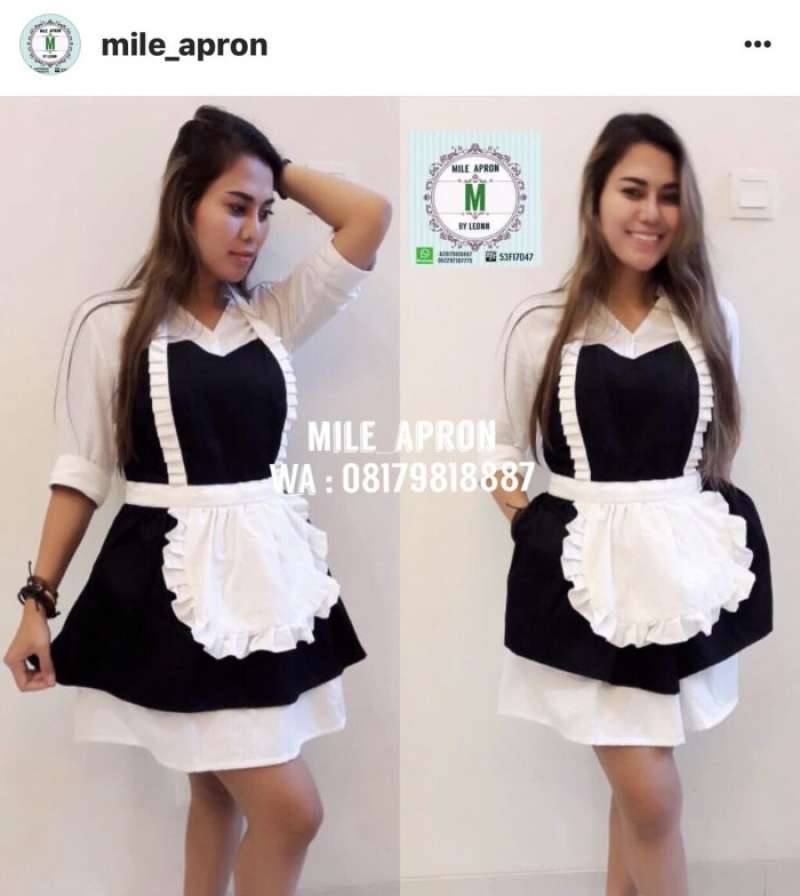 Promo French Maid Apron Hitam Putih / Celemek / Kostum Diskon 23% Di ...