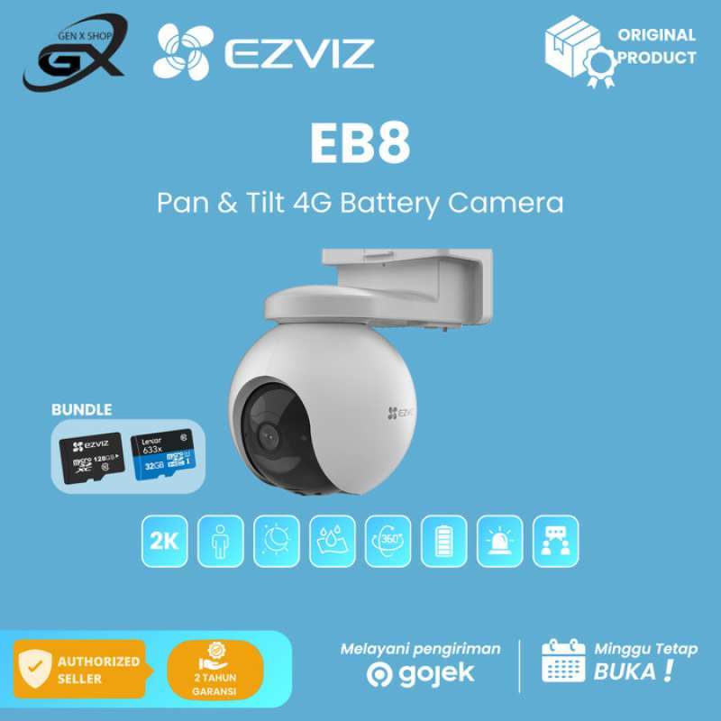 Promo Cctv Eb8 Outdoor 4g 3mp Ezviz Pan & Tilt Color Night + Solar ...