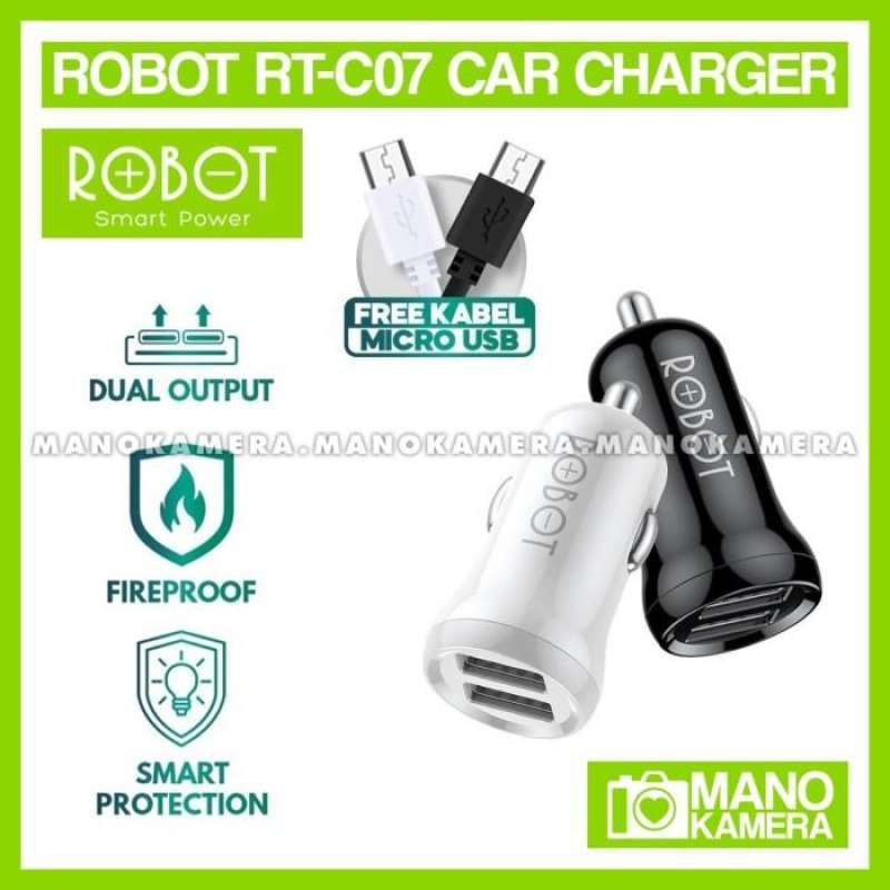 Jual Charger Mobil Robot Rt-c07 2.4a Dual Output Fast Charging - Putih ...