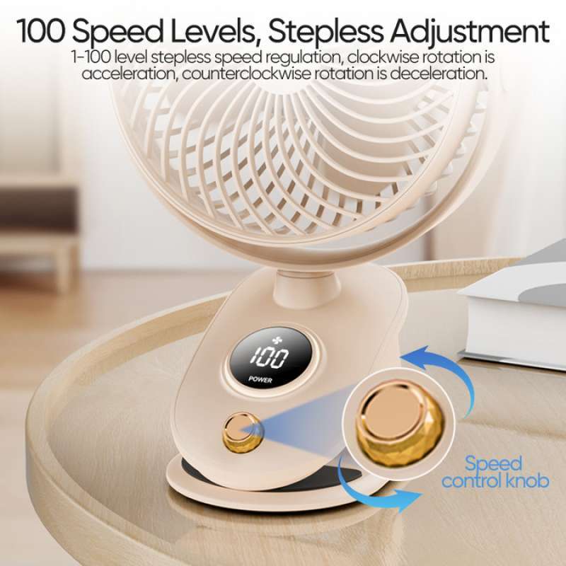 Promo Desktop Clamp Fan 5000 Mah Nightlamp / Speed Knob - White 1 ...