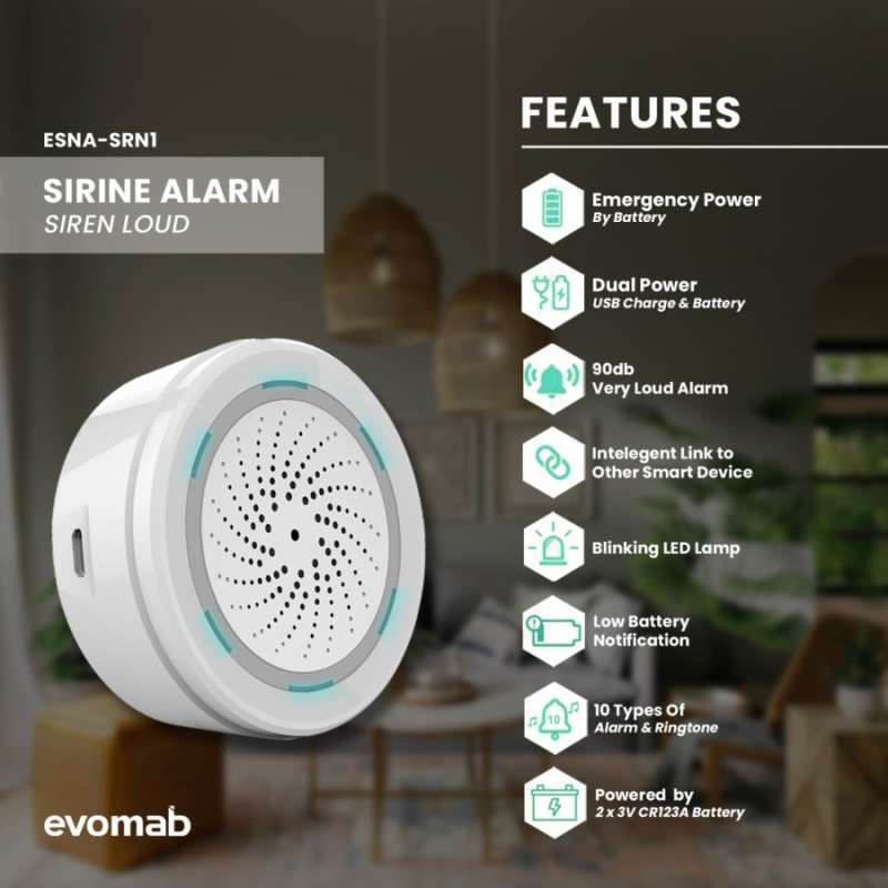 Promo Evomab Bel Rumah Smart Home Alarm Rumah Smart Door Lock Sirine Anti Maling Esna-srn1 ...