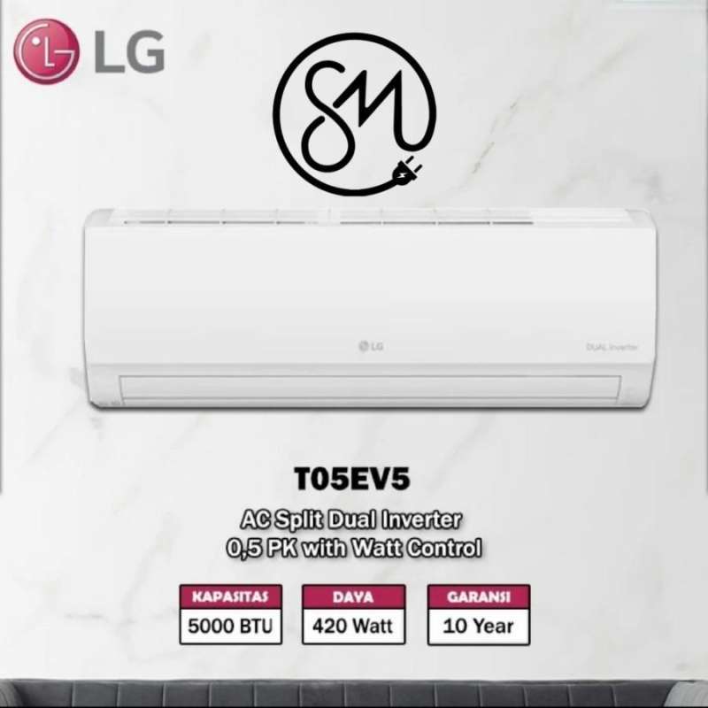 Jual Ac Lg 1/2 Pk Dual Cool Inverter New Eco T05ev5 R32 0.5 Pk Di ...