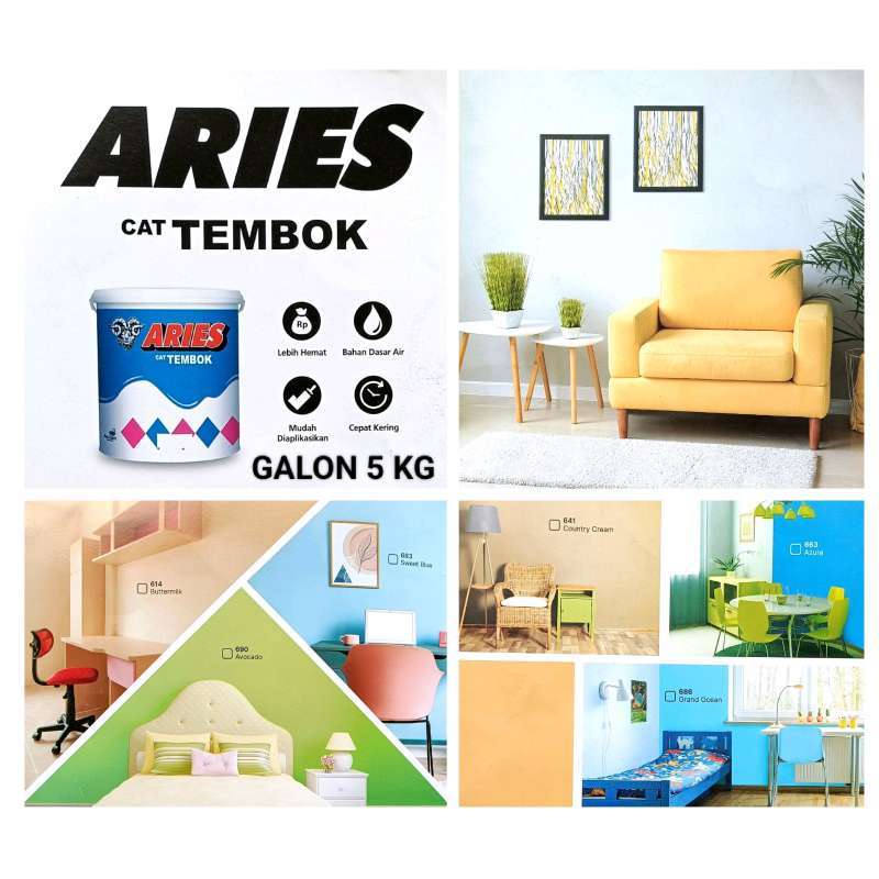 Jual Cat Tembok Aries Galon 5 Kg Semua Warna Avian Brand - Warna ...