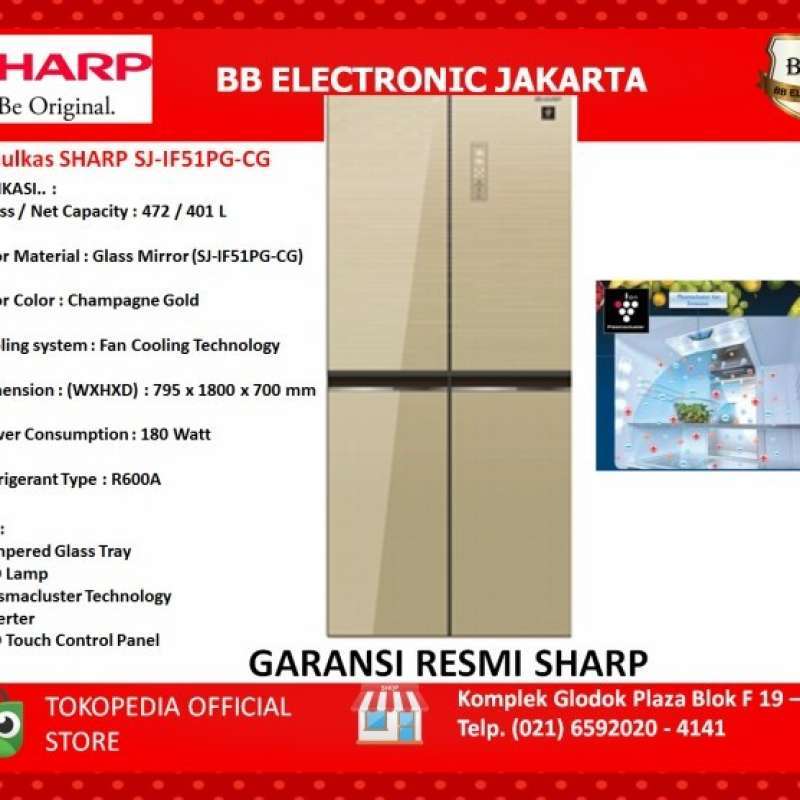 Promo Kulkas Sharp Sj-if51pg-cg Inverter Diskon 23% Di Seller Sejahtera ...