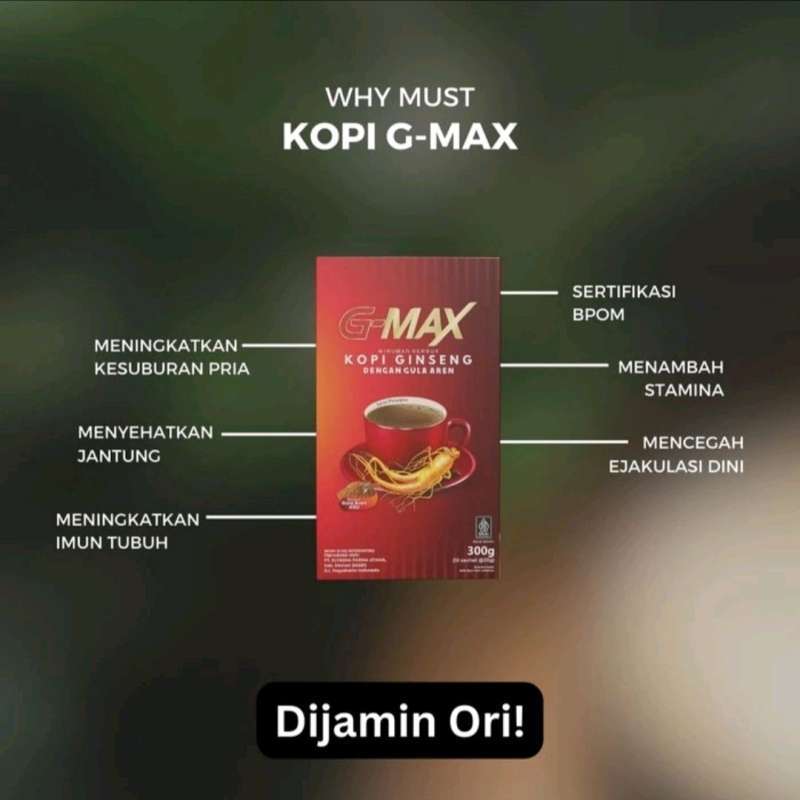 Jual G-max Coffee Ginseng Dengan Gula Aren Kopi Gmax Herbal Stamina Pria - 5 Sachet Di Seller ...