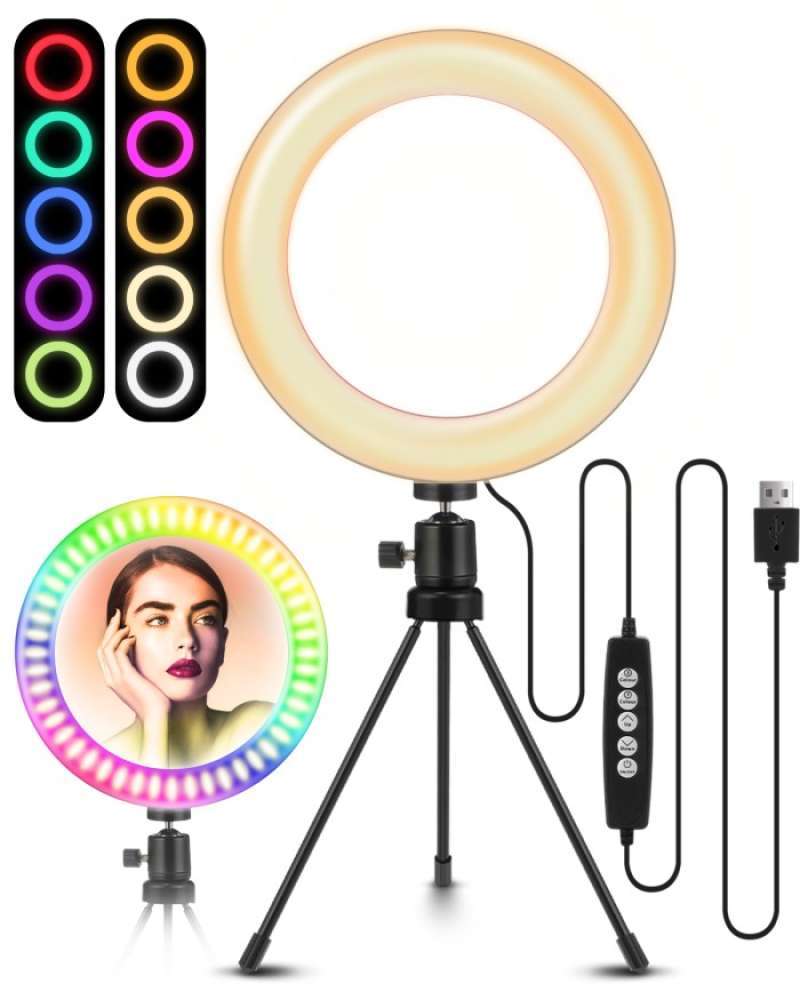 Jual Ring Light Rgb Rainbow Mixio 26cm + Tripod Mini Besi Tiktok ...