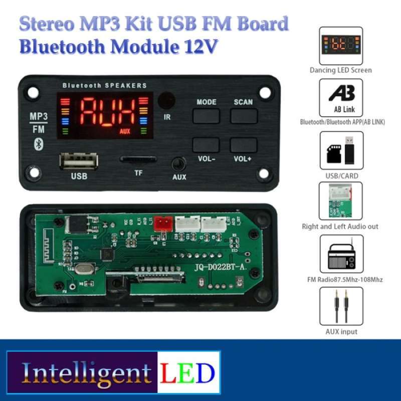 Jual Mp3 Kit Player Board Bluetooth Usb Tft Fm Radio Decoder D022bt Di ...