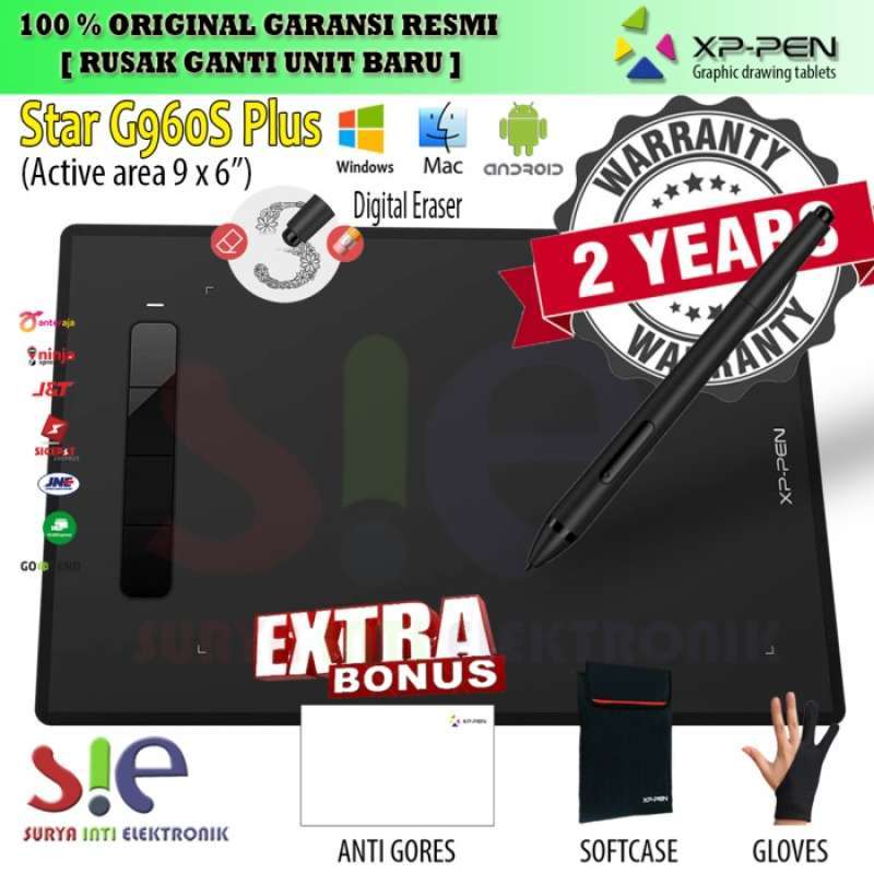Promo Xp Pen Star G960s Plus Drawing Tablet Gr 2thn [rusak Ganti Baru ...