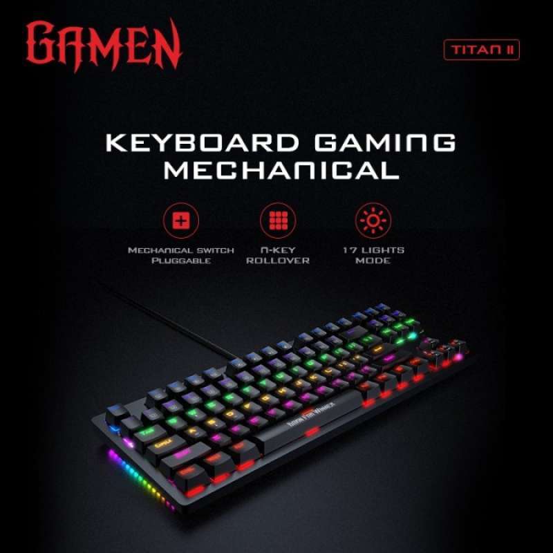 Promo Gamen Titan Mechanical Keyboard Gaming Blue Switch Garansi 1 ...