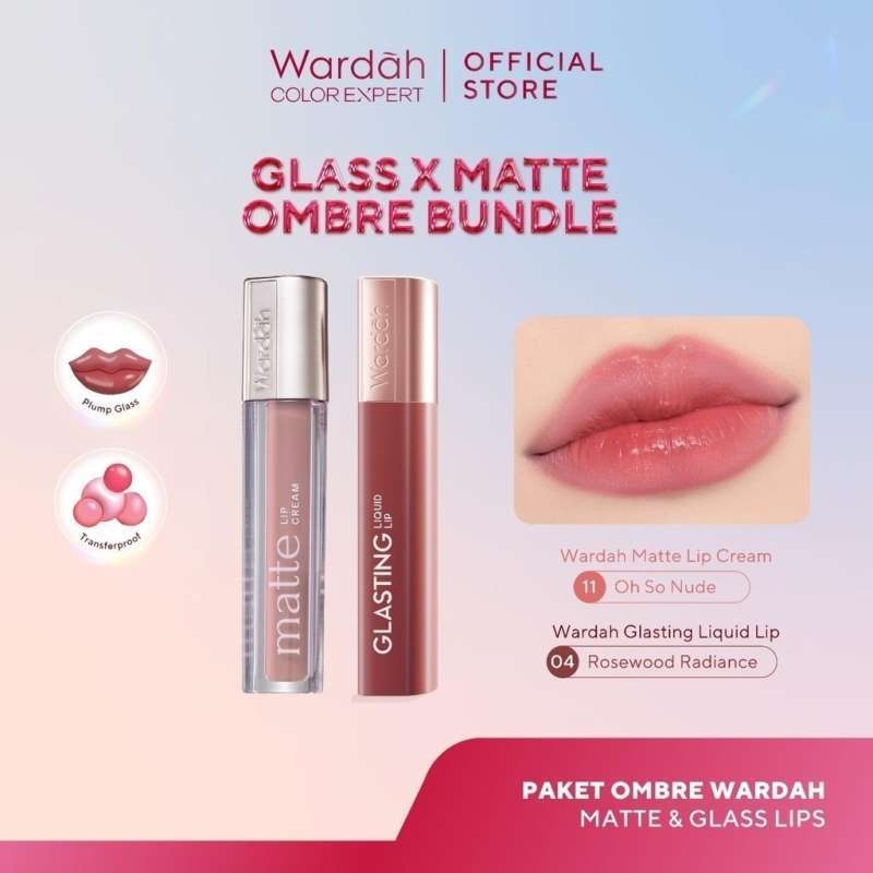 Promo Paket Ombre Wardah Glasting Liquid Lip + Matte Lipcream | Lipstick Cair Isi 2 Diskon 14% ...