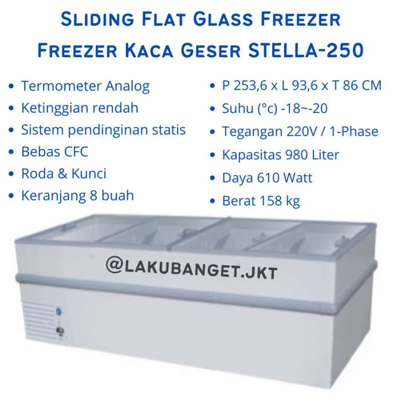 Jual Gea Sliding Glass Freezer Stella 250 / Freezer Kaca Geser Stella ...