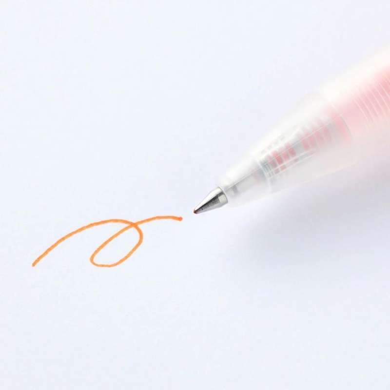 Jual Muji Knock Type Gel Ink Pen 0.5mm Pulpen Original Muji - Orange Di ...