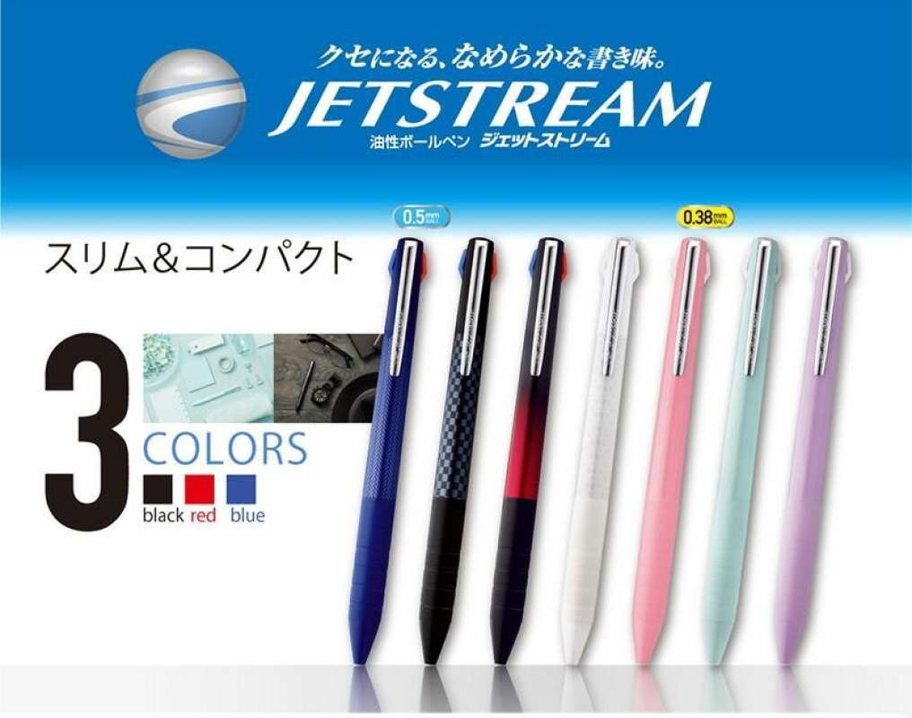 Jual Uni Jetstream Multi Slim Compact 3 Color Pen 0.38mm 0.5mm Sxe3-jss ...