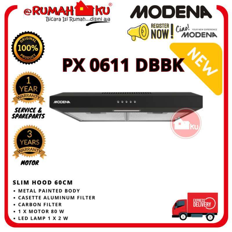 Ukuran Cooker Hood Modena SIA VSR60BL 60cm Black Slim Visor Cooker