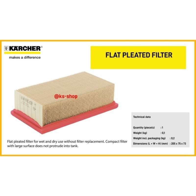Promo Karcher Flat Pleated Filter Flat Filter For Carpet Cleaner Se 6. ...