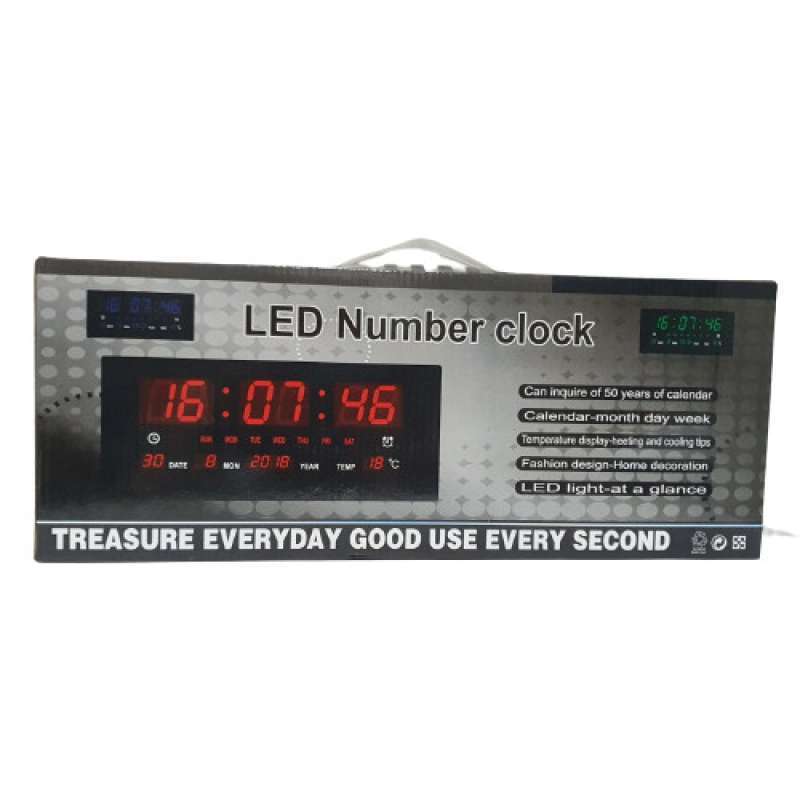 Promo Jam Digital Led Besar Kalender Temperature Alarm Meja Dinding ...