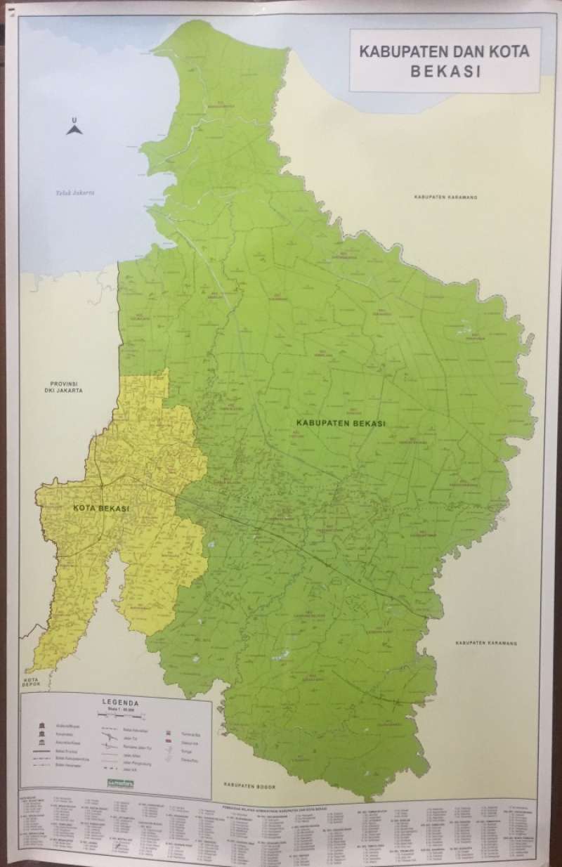Jual Peta Kabupaten Dan Kota Bekasi Lembaran Di Seller Rumix ...