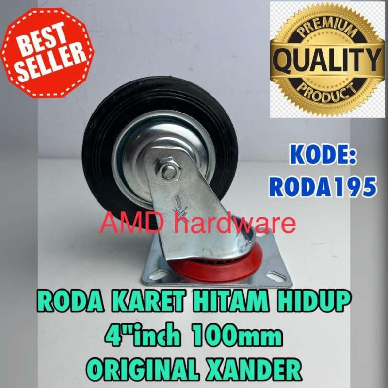 Jual Roda Karet 4 Inch Hidup Hitam Etalase Troli Rak Besi Rubber 100mm ...