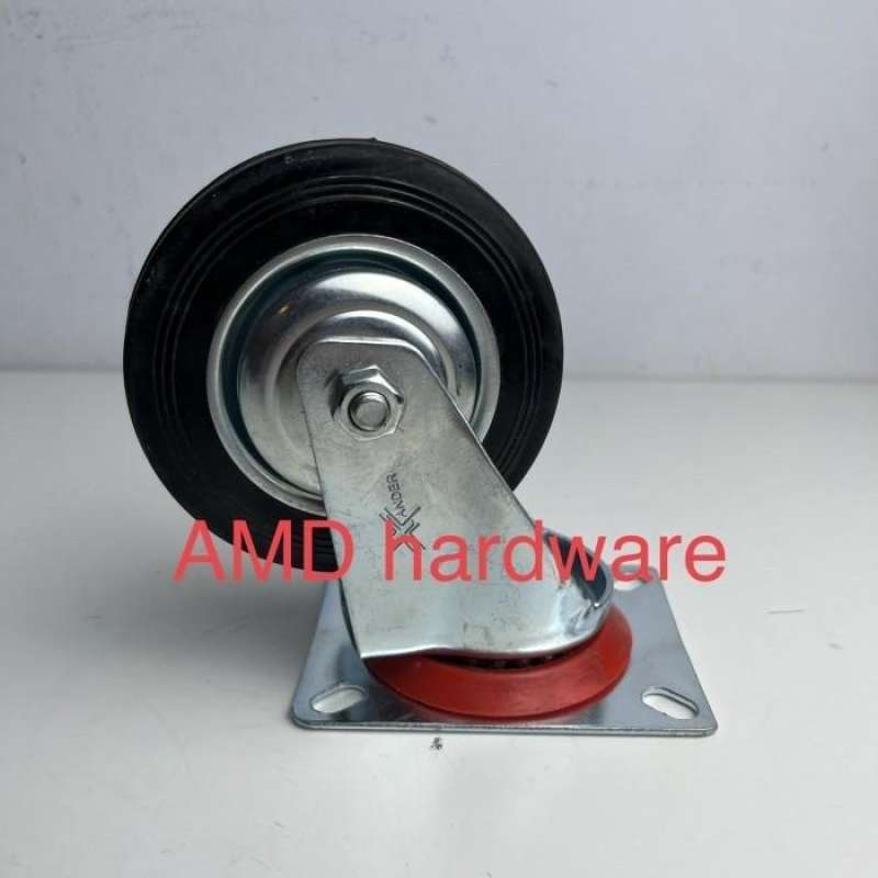 Jual Roda Karet 4 Inch Hidup Hitam Etalase Troli Rak Besi Rubber 100mm ...