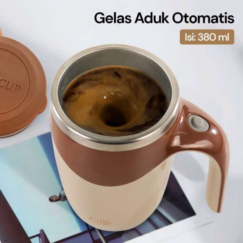 Promo Gelas Aduk Otomatis Self Stirring Cup Battery 380ml Hq 860 Brown Diskon 23% Di Seller ...