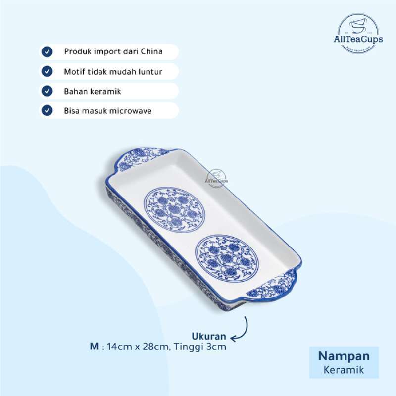 Promo Nampan Tray Baki Tatakan Wadah Serbaguna Piring Keramik Biru ...