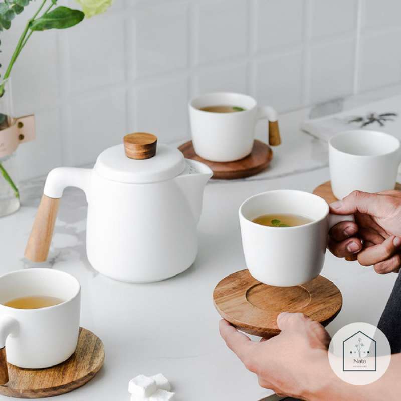 Promo Japanese Teapot Tea Pot Set Teko Dan Mug Warna Hitam Putih ...