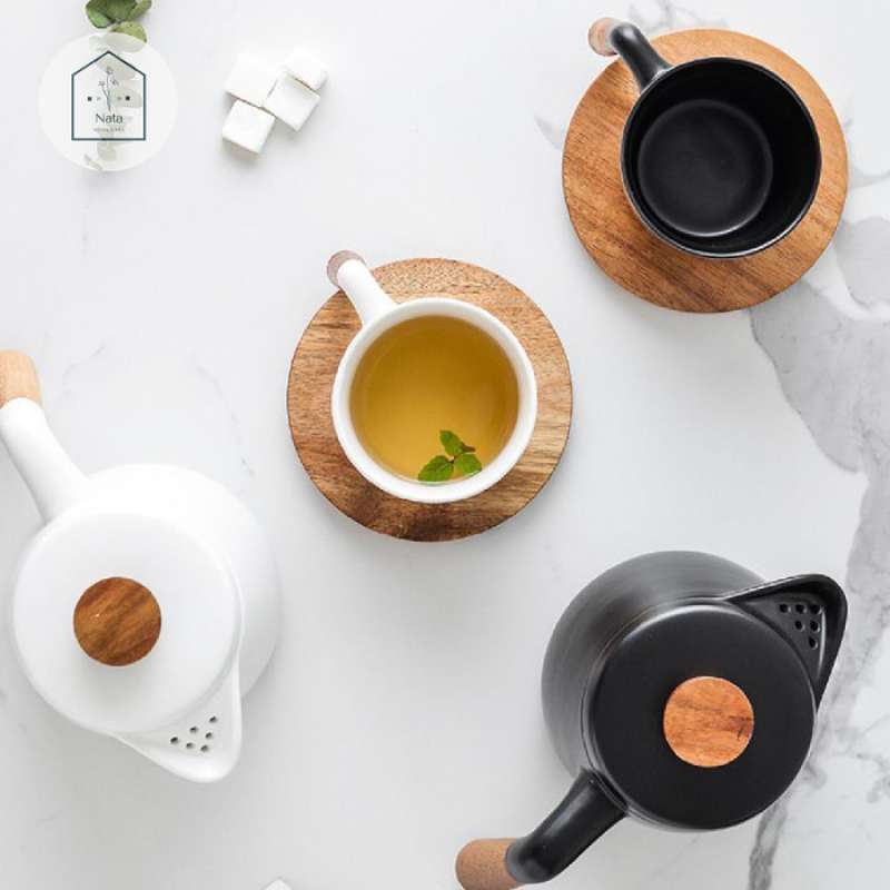 Promo Japanese Teapot Tea Pot Set Teko Dan Mug Warna Hitam Putih ...