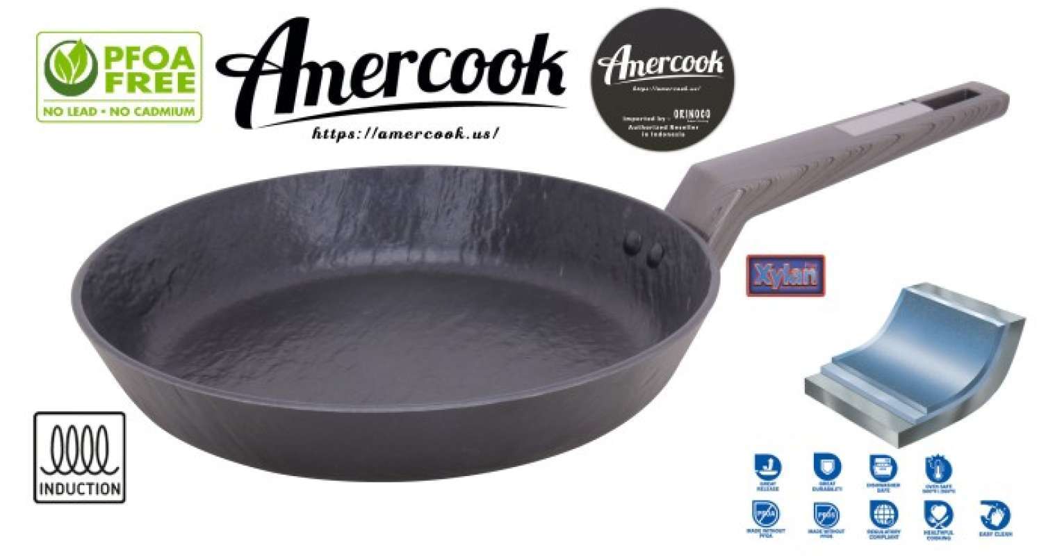 Promo Amercook Frypan Rock Stone Series Greblon Nonstick Pfoa Free Ac0101101 Diskon 23% Di ...