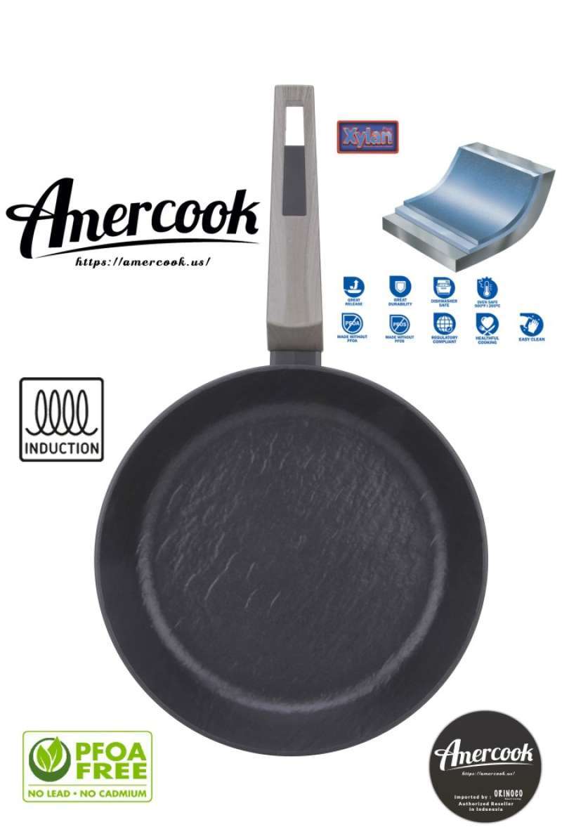 Promo Amercook Frypan Rock Stone Series Greblon Nonstick Pfoa Free Ac0101101 Diskon 23% Di ...