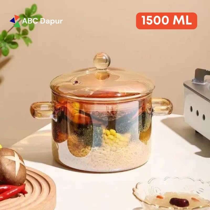 Promo Panci Kaca Glass Cooking Pot Borosilicate Tahan Panas 1500 Ml ...
