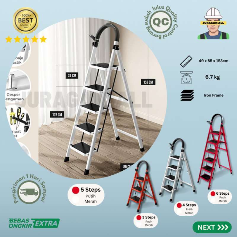 Promo Tangga Lipat/tangga Portable/tangga Lipat Besi Alumunium-5 Step ...