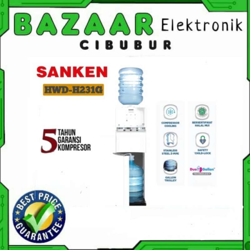 Promo Sanken Dispenser Duo Galon Bawah Atas Hwd-h231g Oasis Tempered ...