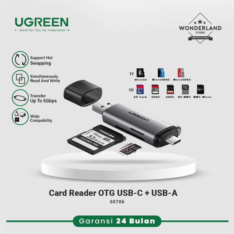 Jual Ugreen Card Reader Otg Usb-c Usb A 3.0 To Micro Sd / Tf Card 2in1 50906 Di Seller ...