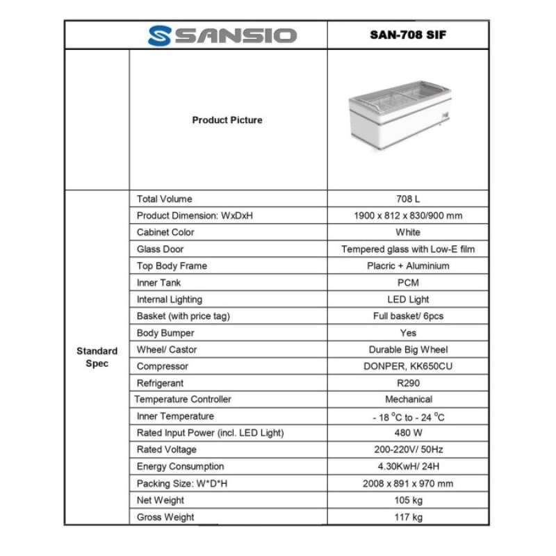 Promo Sansio Freezer Box Pintu Kaca Sliding 708 Liter San708sf Diskon ...
