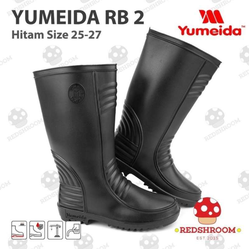 Jual Sepatu Boot Tinggi Yumeida Rb 2 Hitam Boots Karet Lokal Nyaman ...