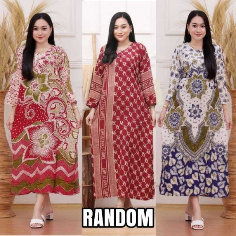 Jual Longdres Batik Wanita Busui Kancing Depan Bahan Santung Adem ...