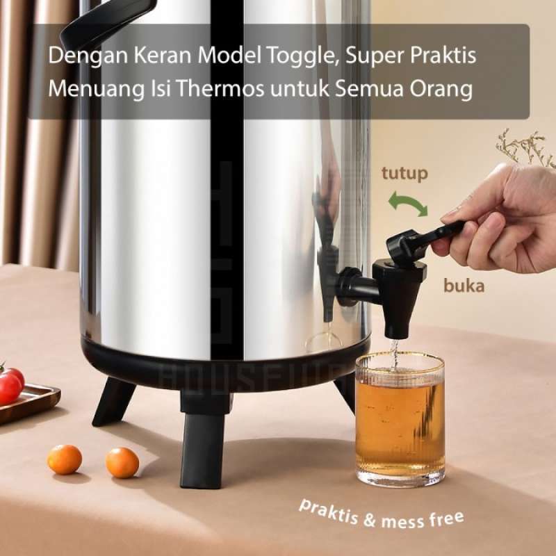 Jual Hugo Dispenser Termos Air Stainless Steel Dengan Keran Milk Tea ...