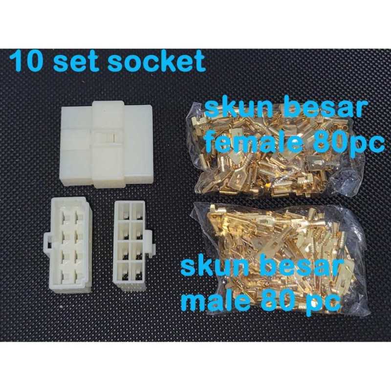 Promo Socket Mobil 8 Pin Besar 10 Set/ Connector Skun Motor Soket ...