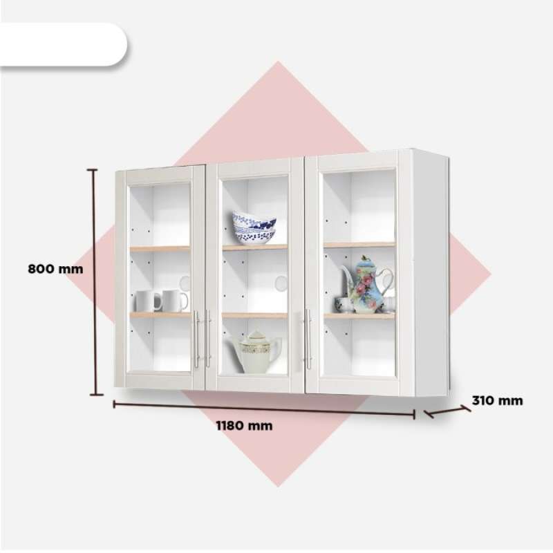 Jual Mobeliving - Furniture Kitchen Set Rak 3 Pintu Full Putih - Atas ...