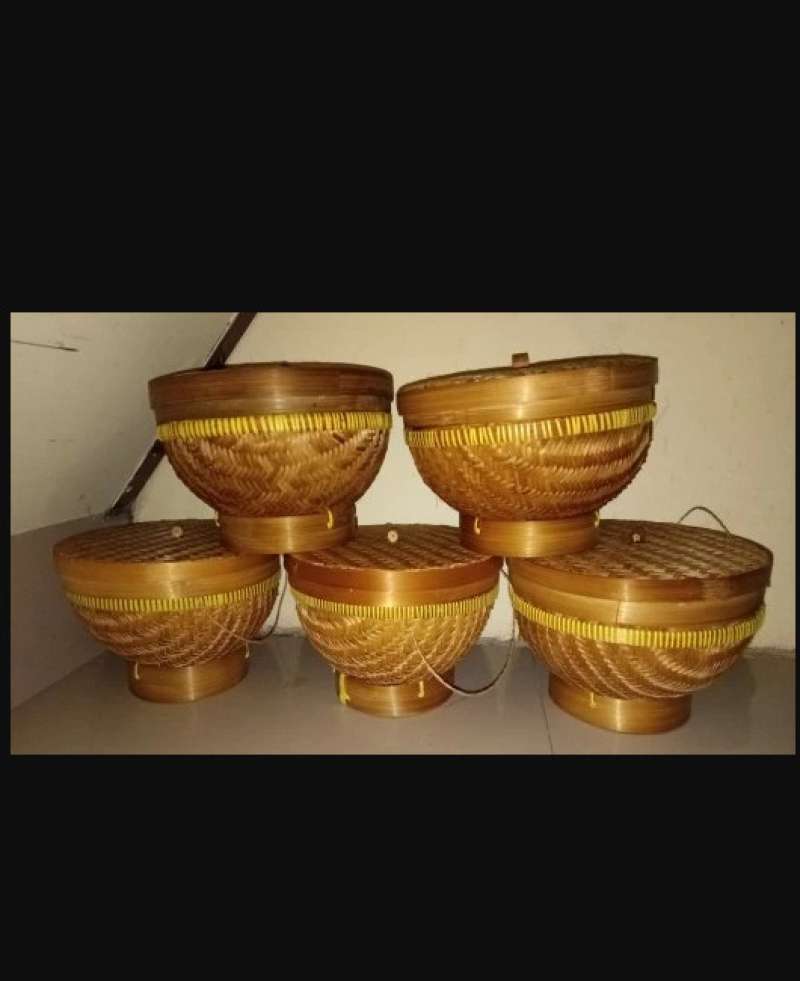 Jual Wakul Nasi Bambu 22-25cm/ Bakul Ceting Nasi Anyaman Bambu Unik ...
