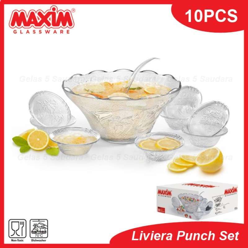 Jual Maxim Punch Set Mangkok Kaca/punch Set Mangkok Minuman Buah Es ...