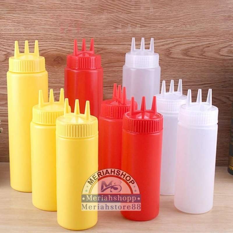 Jual Botol Tempat Mayones Kecap Saos 3 Lubang (dgn Garis) Sambal Cuka ...