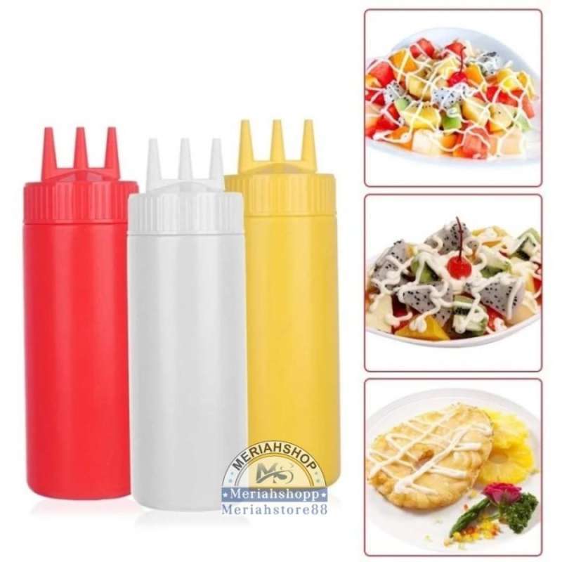 Jual Botol Tempat Mayones Kecap Saos 3 Lubang (dgn Garis) Sambal Cuka ...