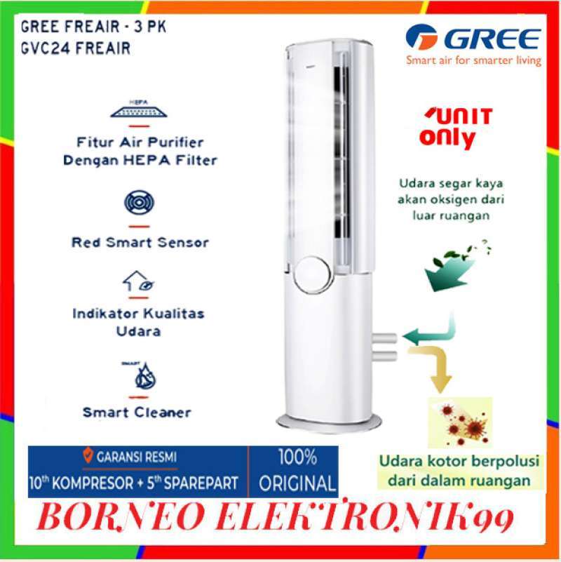 Promo Gree Ac Floor Standing 3pk - Gvc-24freair- [indoor+outdoor Unit ...